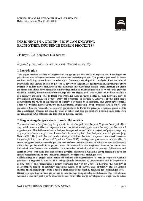 (PDF) Designing in a group : how does knowing each other influence ...