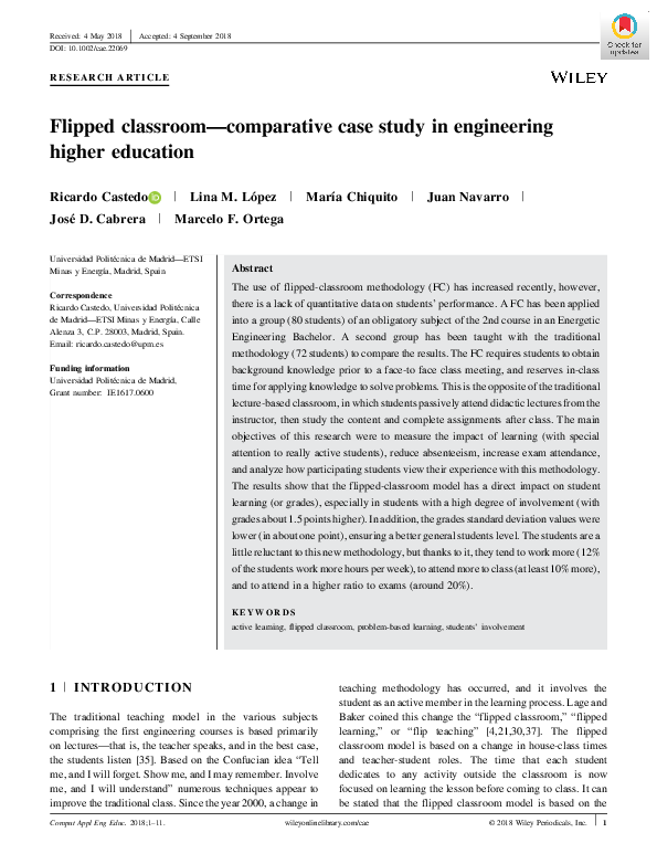 (PDF) Flipped classroom-comparative case study in engineering higher ...