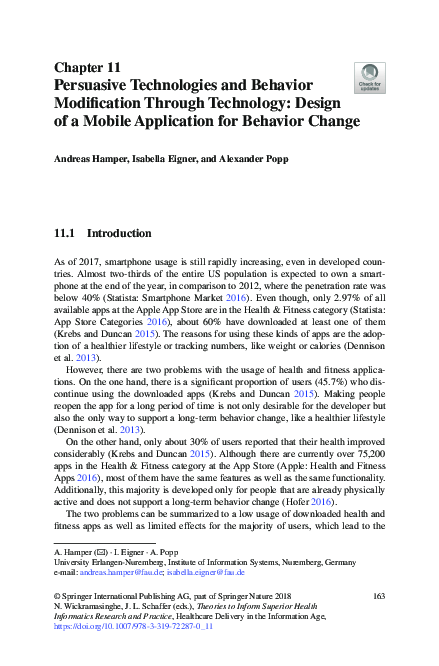 (PDF) Persuasive Technologies and Behavior Modification Through ...