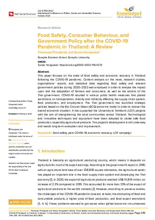 (PDF) Food Safety, Consumer Behaviour, and Government Policy after the ...