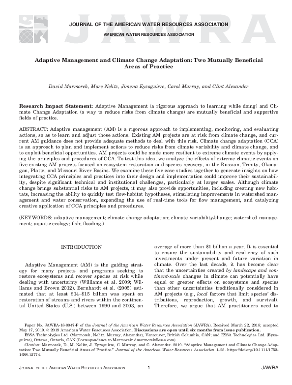 (PDF) Adaptive Management and Climate Change Adaptation: Two Mutually ...