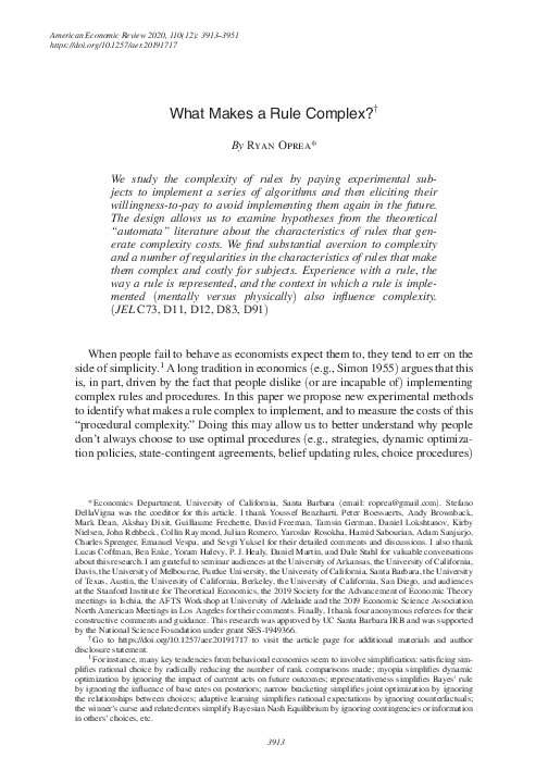 (PDF) What Makes a Rule Complex?