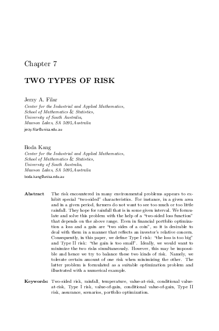 (PDF) Two Types of Risk