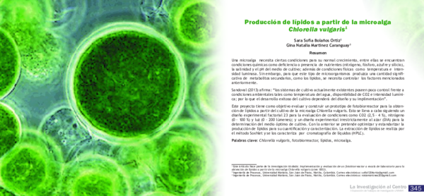 (PDF) Producción de lípidos a partir de la microalga Chlorella vulgaris