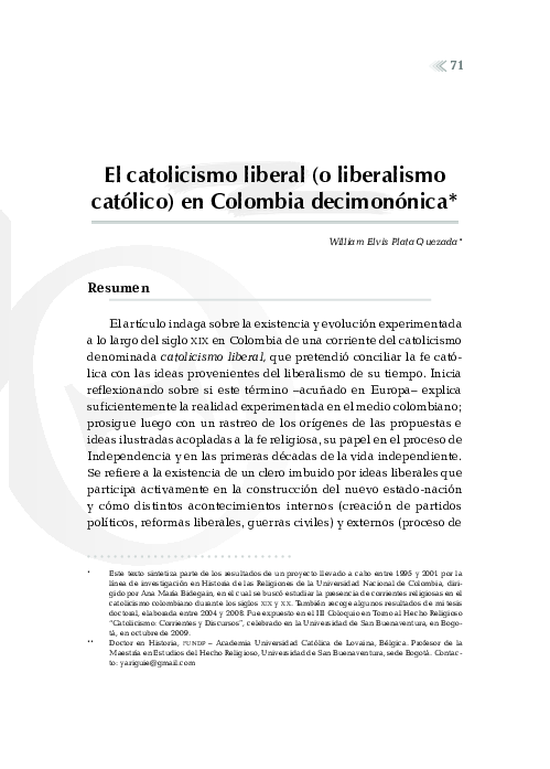 (PDF) Liberal Catholicism (or Catholic Liberalism) in 19th Century ...