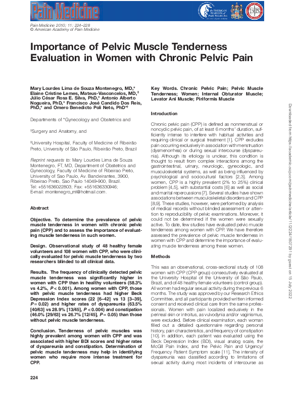 (PDF) Importance of pelvic muscle tenderness evaluation in women with ...