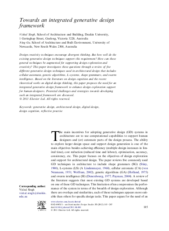 (PDF) Towards an integrated generative design framework