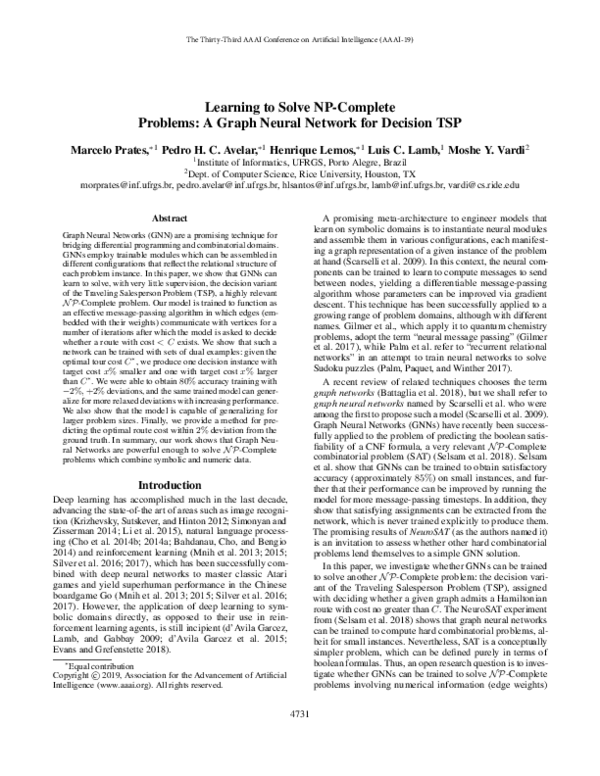 (PDF) Learning to Solve NP-Complete Problems: A Graph Neural Network for Decision TSP