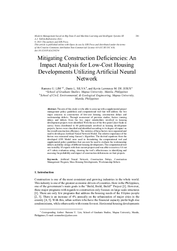 Pdf Mitigating Construction Deficiencies An Impact Analysis For Low Cost Housing Developments