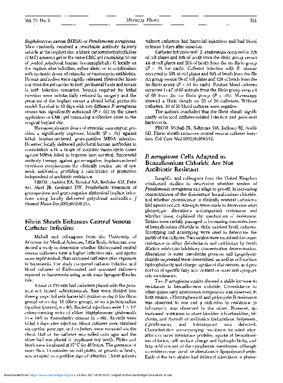 (PDF) Fibrin sheath enhances central venous catheter infection