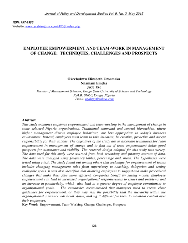 (PDF) Employee Empowerment and Team-Work in Management of Change ...