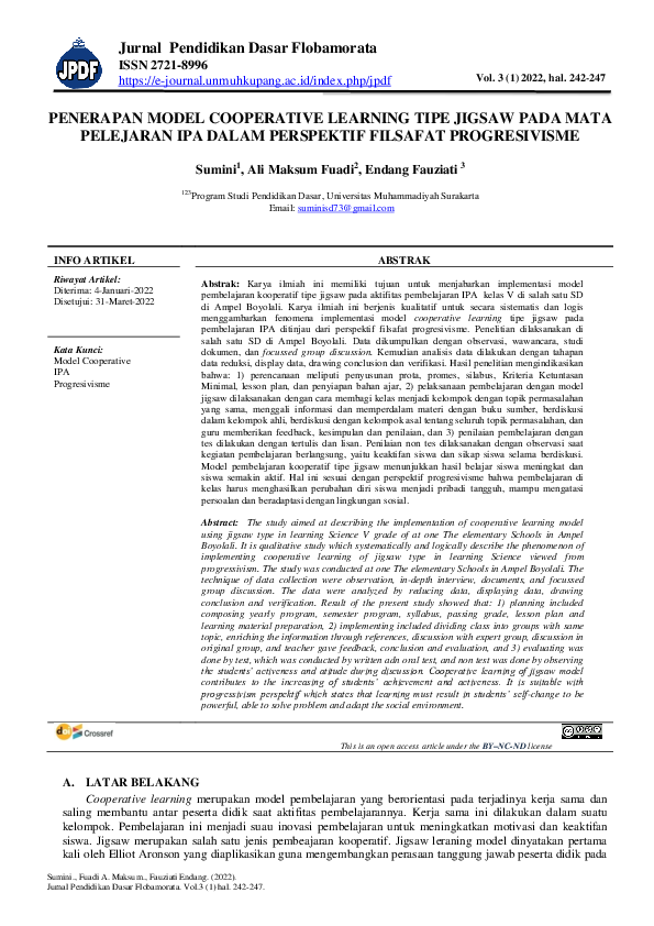 (PDF) Penerapan Model Cooperative Learning Tipe Jigsaw Pada Mata ...
