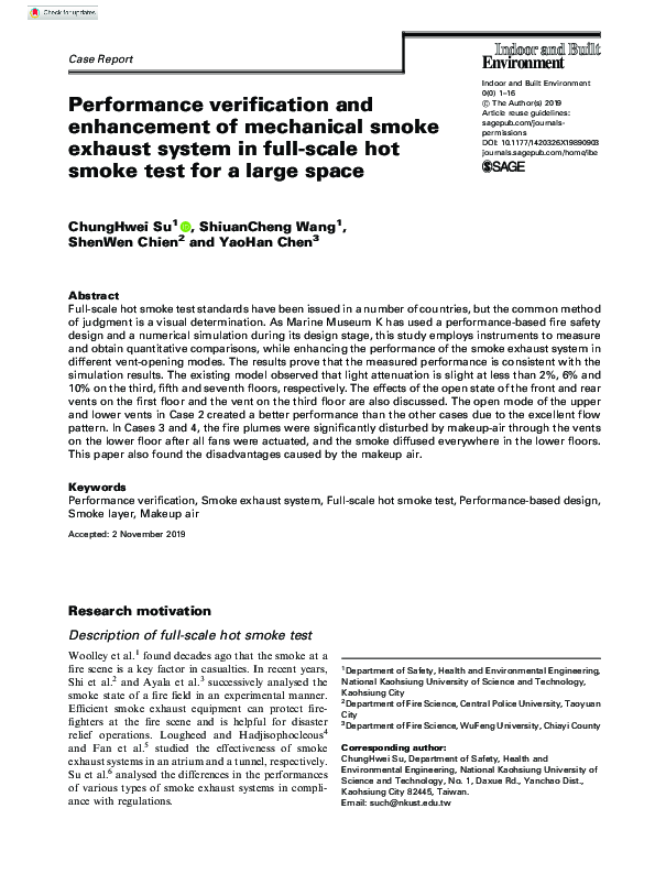(PDF) Performance verification and enhancement of mechanical smoke ...