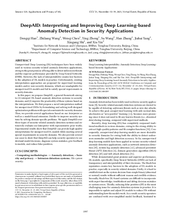(PDF) DeepAID: Interpreting and Improving Deep Learning-based Anomaly ...