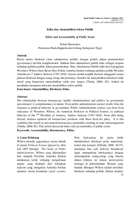 (PDF) Etika dan Akuntabilitas Sektor Publik