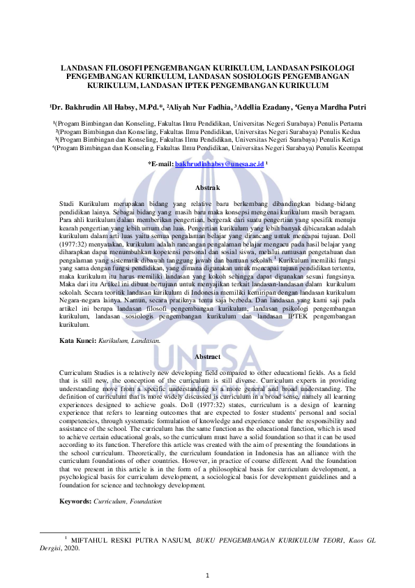 (PDF) LANDASAN PENGEMBANGAN KURIKULUM SEKOLAH