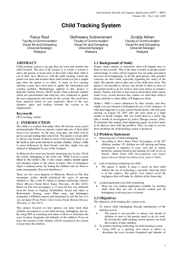 (PDF) Child Tracking System