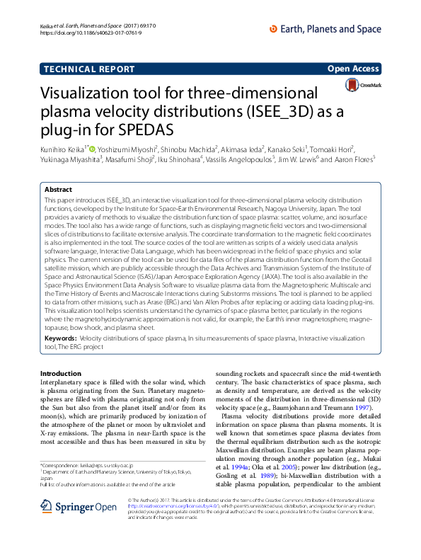 (PDF) Visualization tool for three-dimensional plasma velocity ...