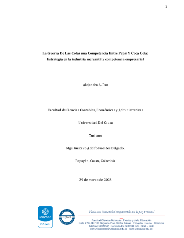 (PDF) La Guerra De Las Colas una Competencia Entre Pepsi Y Coca Cola ...