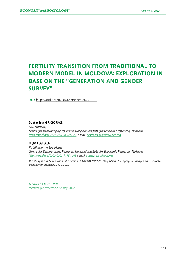 (PDF) Fertility Transition from Traditional to Modern Model in Moldova ...