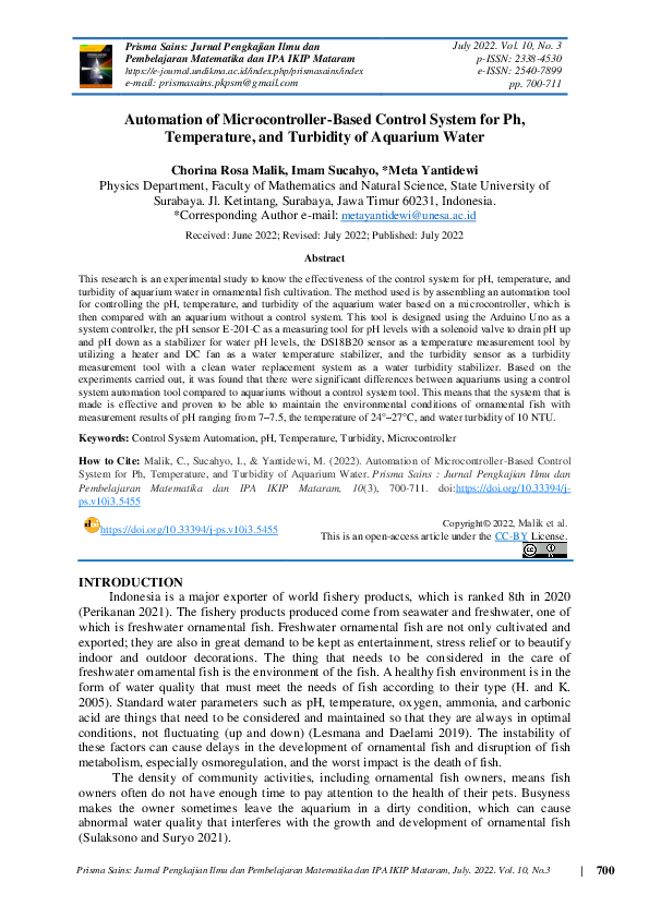 (PDF) Automated Microcontroller System for Aquarium