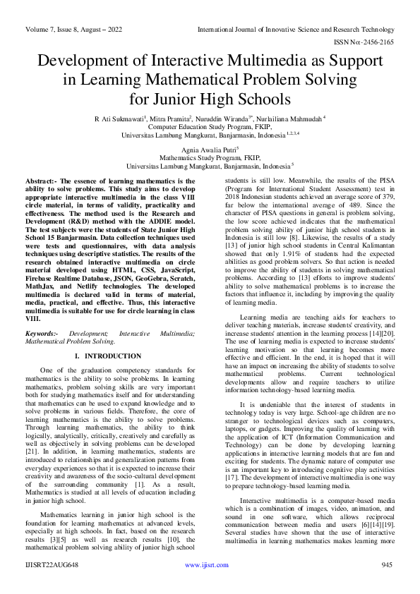 (PDF) Interactive Multimedia for Junior High Math Learning