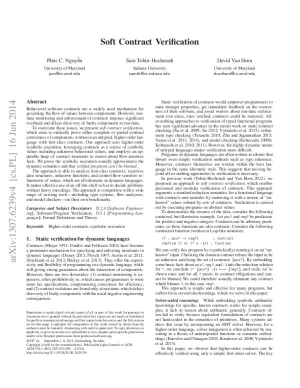 (PDF) Soft contract verification