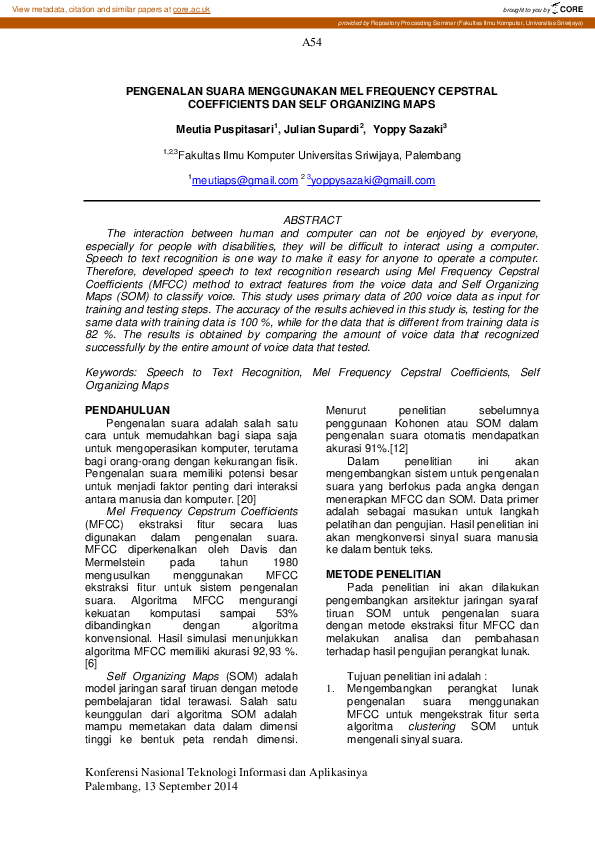 (PDF) Pengenalan Suara Menggunakan Mel Frequency Cepstral Coefficients ...