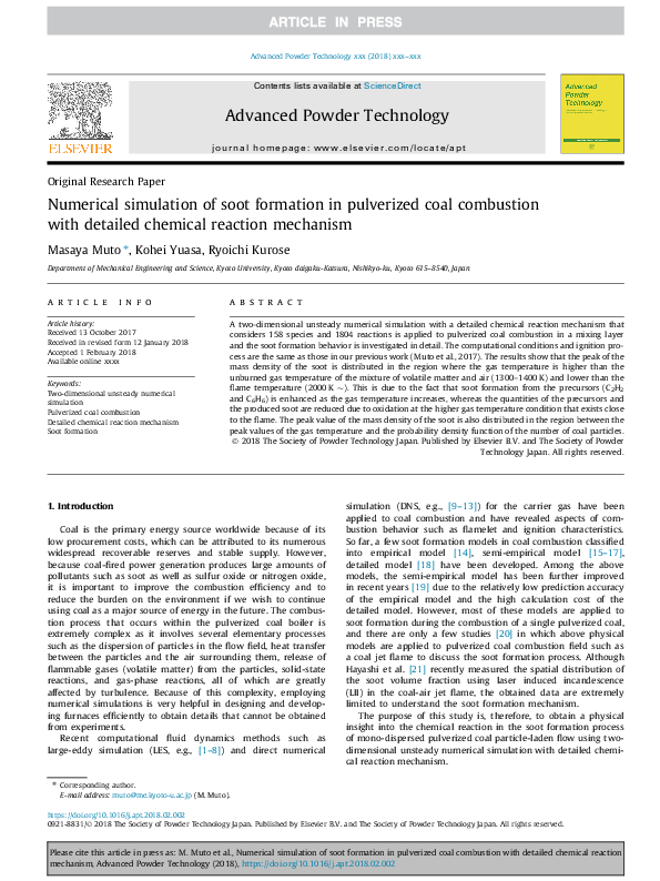 (PDF) Numerical simulation of soot formation in pulverized coal ...