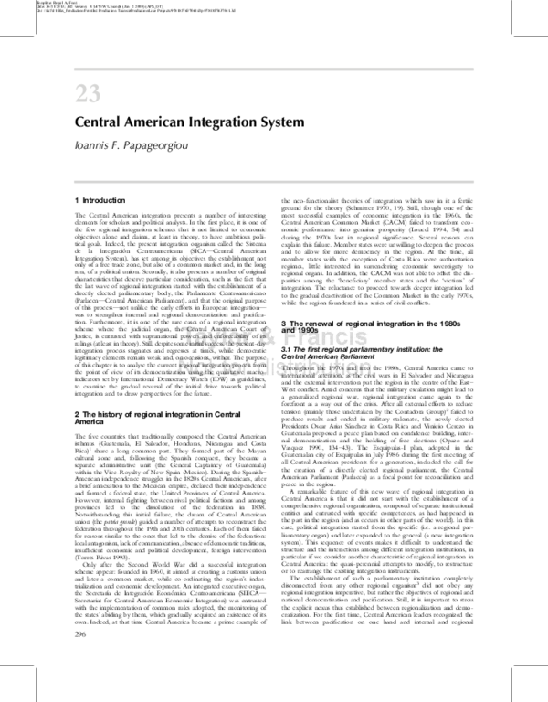 (PDF) Political and Economic Goals of SICA