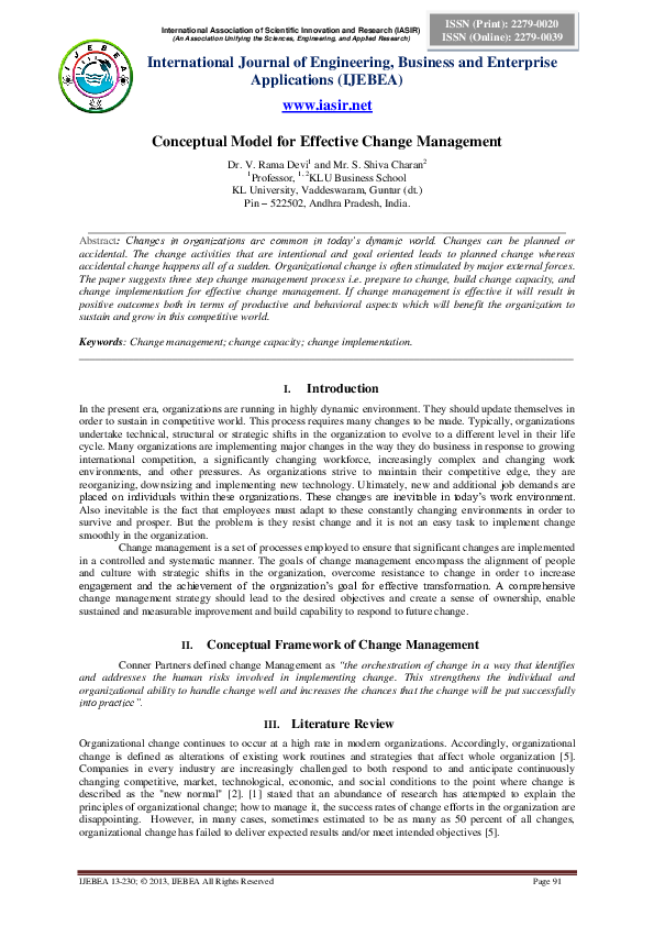 (PDF) Conceptual Model for Effective Change Management