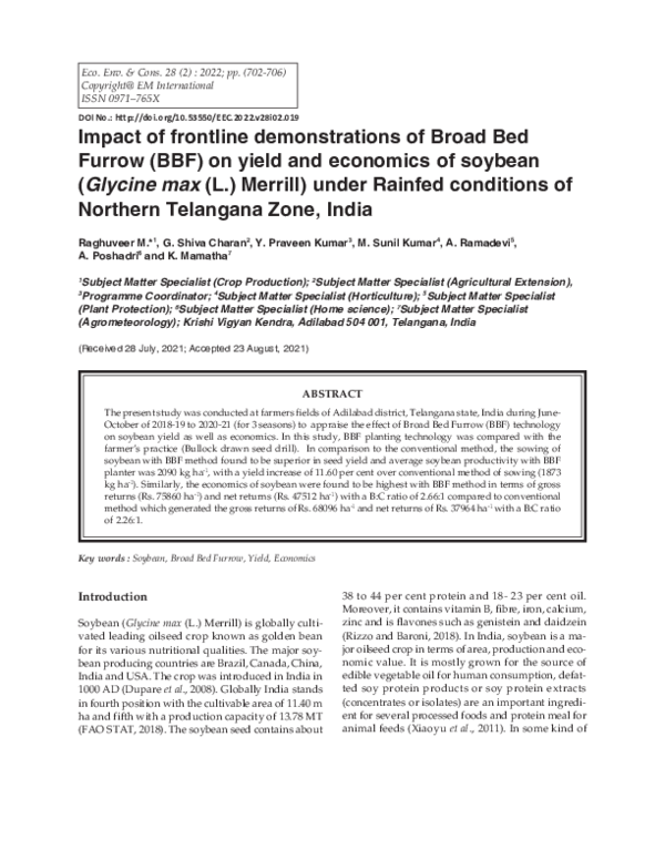 (PDF) Impact of frontline demonstrations of Broad Bed Furrow (BBF) on ...