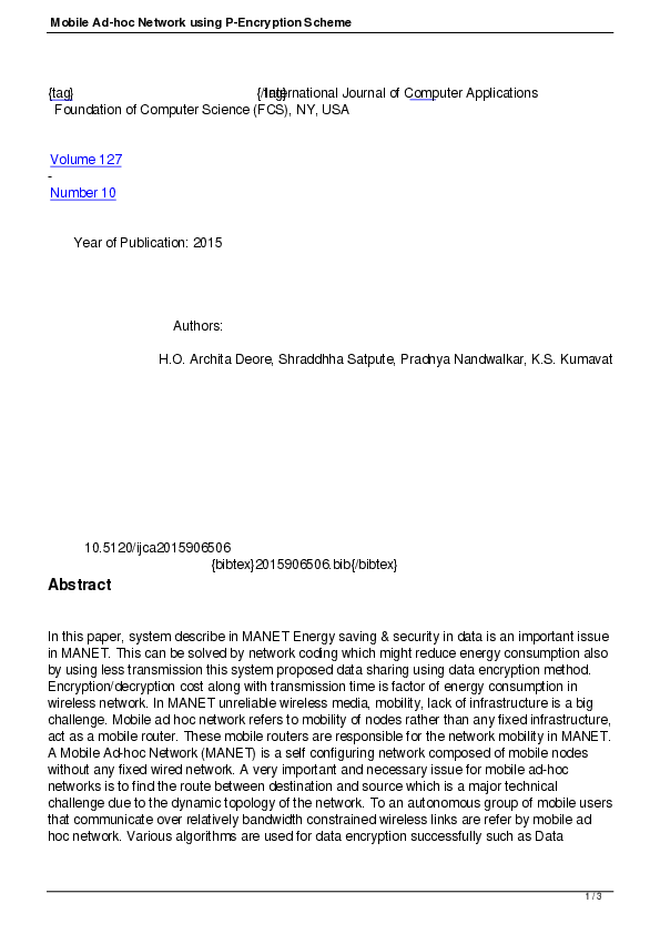 Pdf Mobile Ad Hoc Network Using P Encryption Scheme
