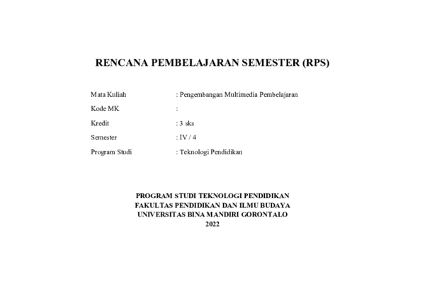 (DOC) RPS Pengembangan Multimedia Pembelajaran