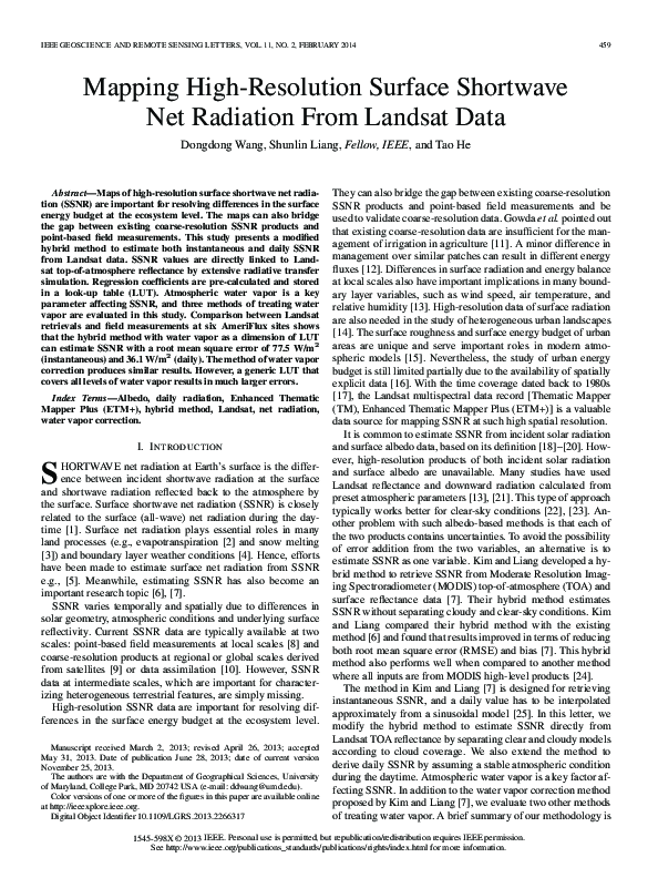 (PDF) Mapping High-Resolution Surface Shortwave Net Radiation From ...