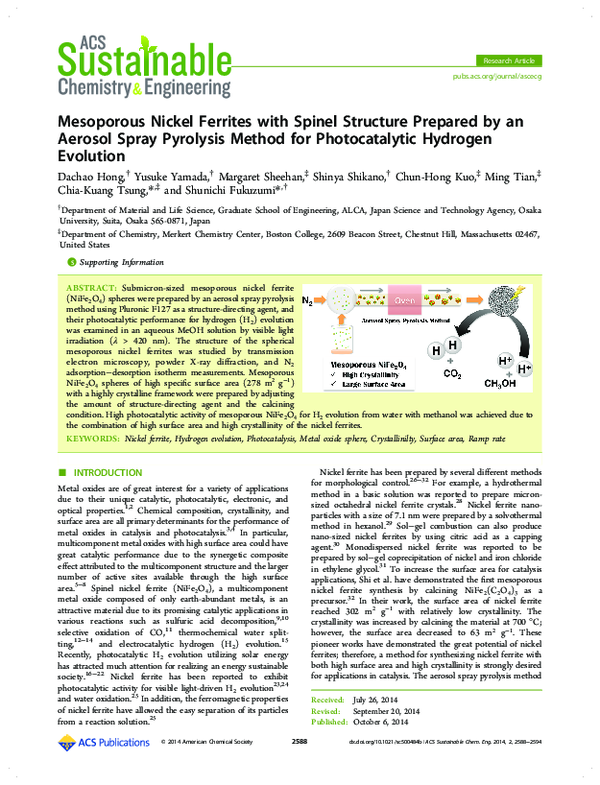 (PDF) Mesoporous Nickel Ferrites with Spinel Structure Prepared by an ...