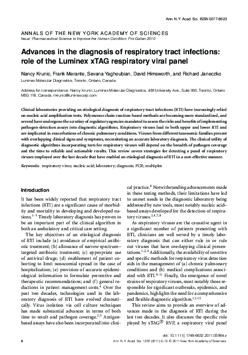 (PDF) Advances in the diagnosis of respiratory tract infections: role ...