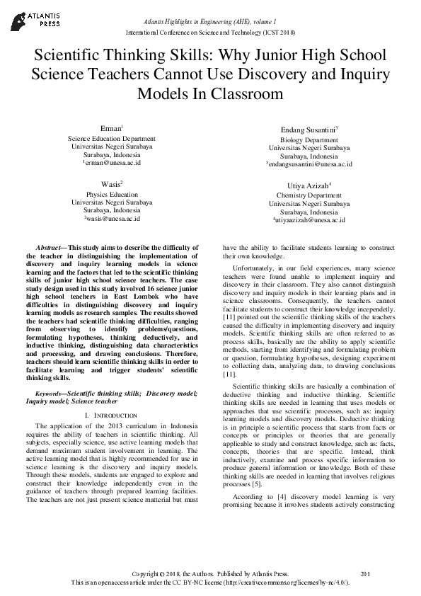 (PDF) Scientific Thinking Skills: Why Junior High School Science ...