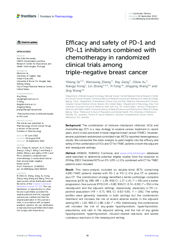 (PDF) Efficacy and safety of PD-1 and PD-L1 inhibitors combined with chemotherapy in randomized ...