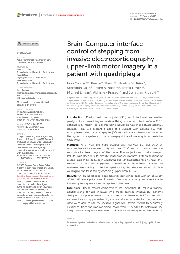 (PDF) Brain-Computer interface control of stepping from invasive electrocorticography upper-limb ...