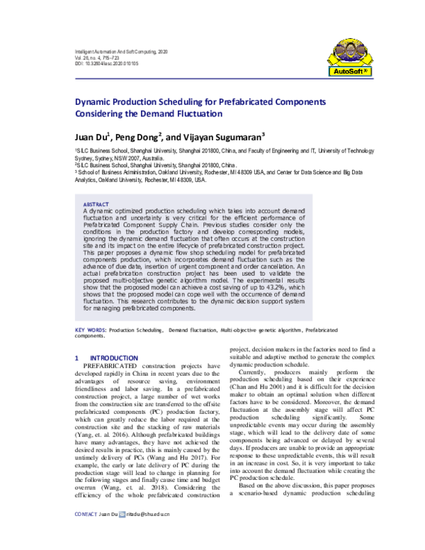 (PDF) Dynamic Production Scheduling for Prefabricated Components ...