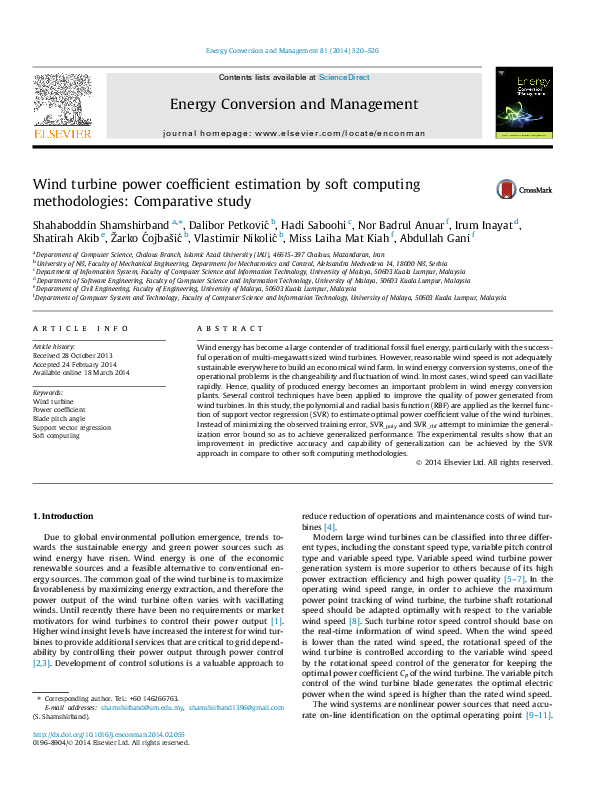 (PDF) RETRACTED: Wind turbine power coefficient estimation by soft computing methodologies ...