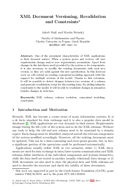 (PDF) XML Document Versioning, Revalidation and Constraints