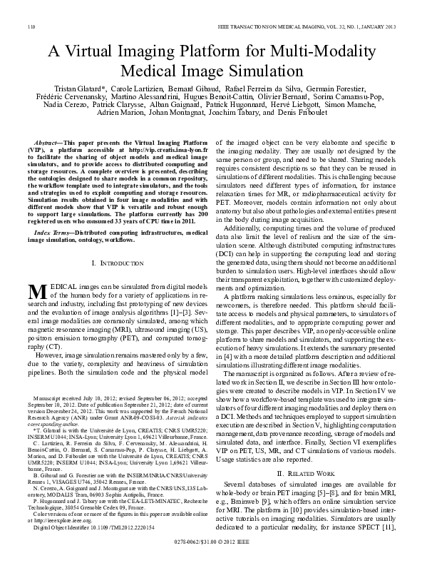 Pdf A Virtual Imaging Platform For Multi Modality Medical Image Simulation Rafael Wendell