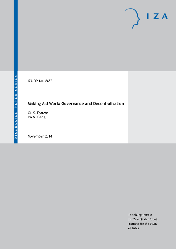 (PDF) Making aid work: governance and decentralization