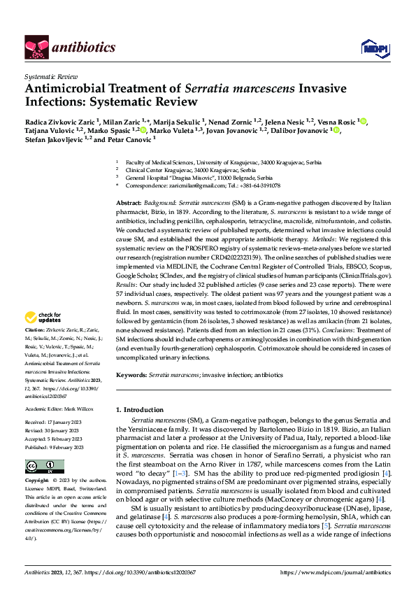 (PDF) Antimicrobial Treatment of Serratia marcescens Invasive ...