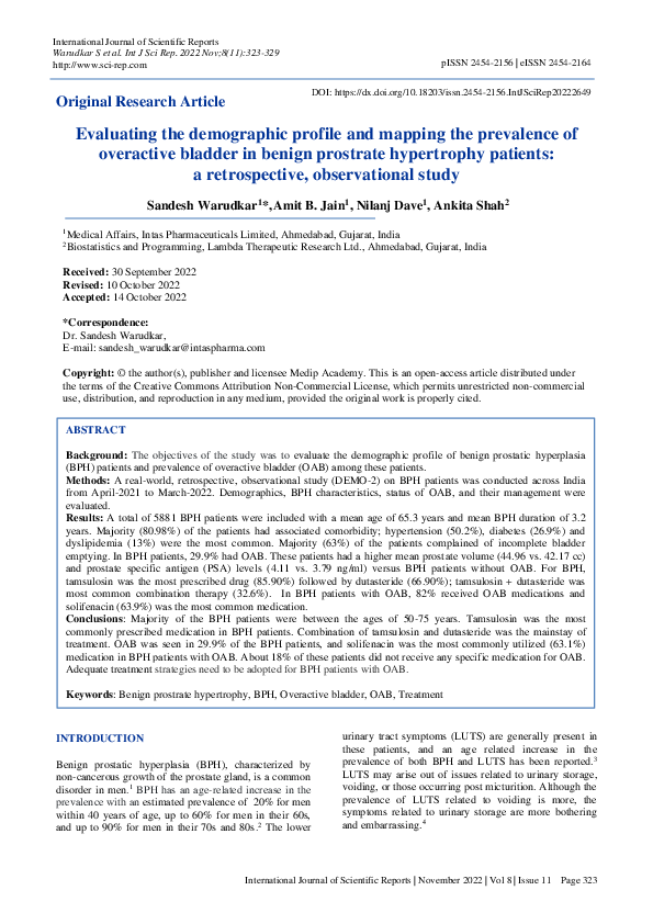 (PDF) Evaluating the demographic profile and mapping the prevalence of overactive bladder in ...