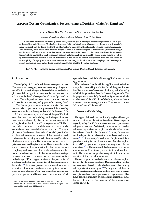 (PDF) Aircraft Design Optimization Process using a Decision Model by Database