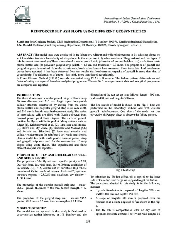 (PDF) Reinforced Fly Ash Slope Using Different Geosynthetics