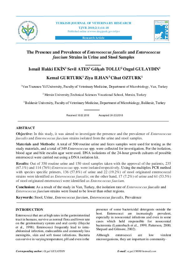 Pdf The Presence And Prevalence Of Enterococcus Faecalis And Enterococcus Faecium Strains In